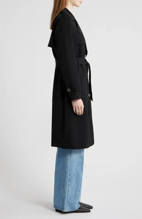 Michael Kors Drapey Tie Waist Trench Coat - Black