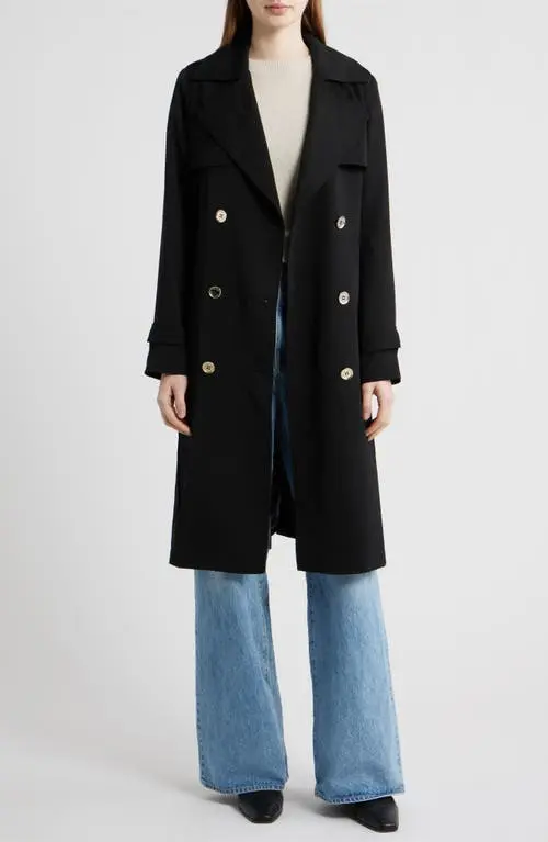 Michael Kors Drapey Tie Waist Trench Coat - Black