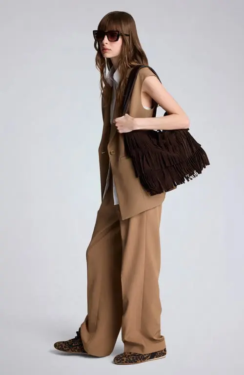 KENNETH COLE Pleated Mid-rise Wide-leg Pants