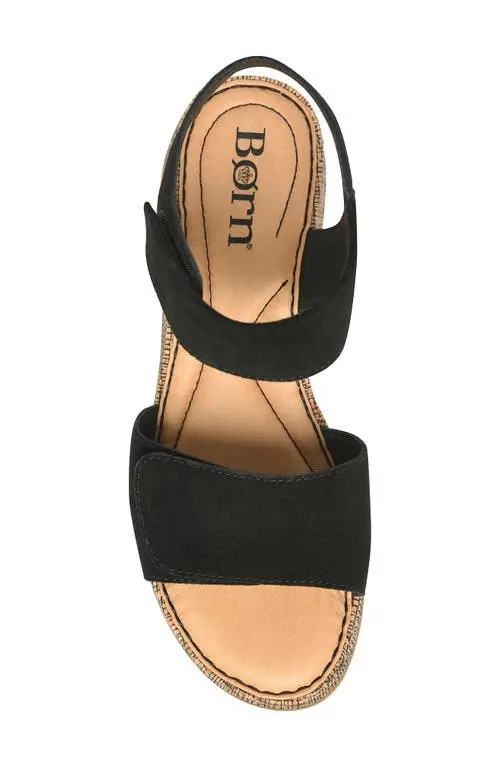 BØRN Cabanas Wedge Sandal - Black Suede