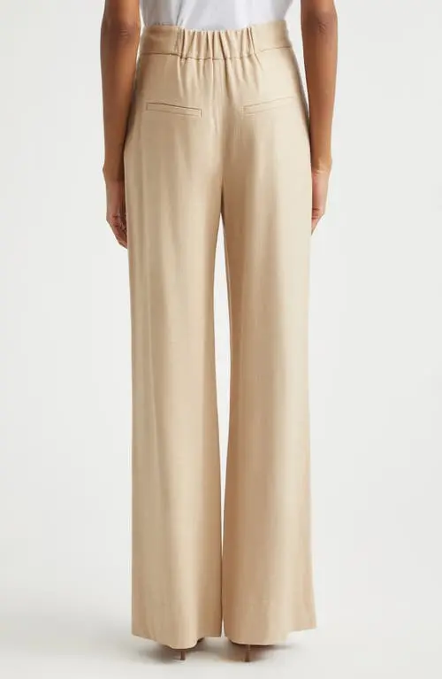 Veronica Beard High Waist Wide Leg Pants - Stone Khaki