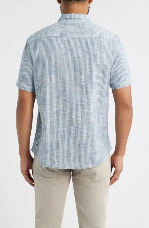 Johnnie-o Ennis Hangin' Out Stripe Short Sleeve Stretch Cotton Button-up Shirt
