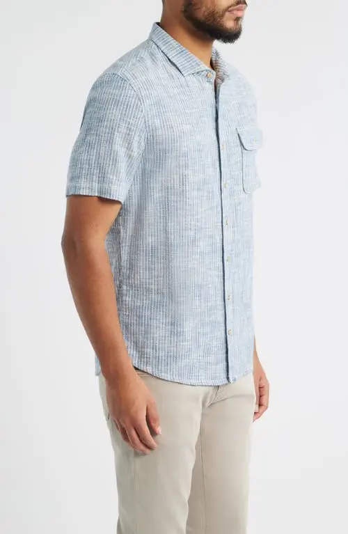 Johnnie-o Ennis Hangin' Out Stripe Short Sleeve Stretch Cotton Button-up Shirt