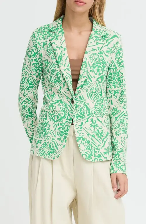 ICHI Ikat Print Notch Lapel Jacket