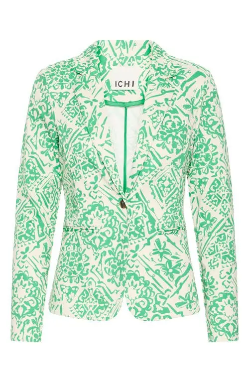 ICHI Ikat Print Notch Lapel Jacket