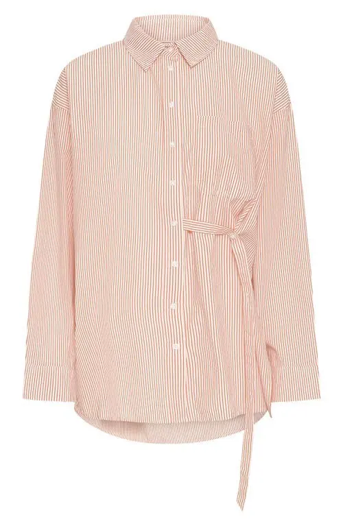 ICHI Striped Shirt With Waist-tie Detail