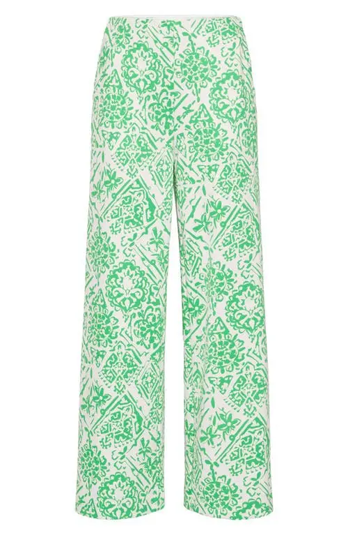 ICHI Printed Straight Leg Pants