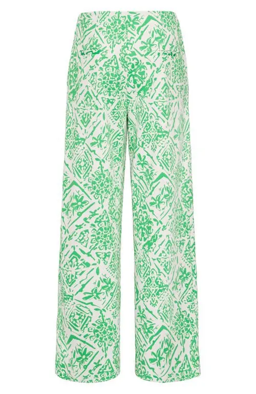 ICHI Printed Straight Leg Pants