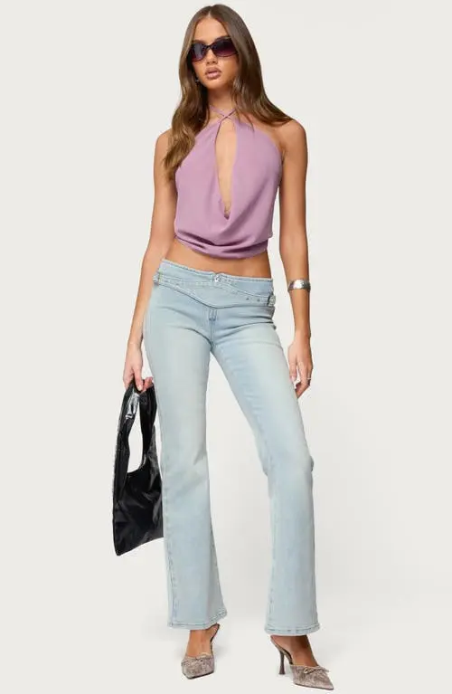 EDIKTED Cowl Plunge Neck Backless Crop Top