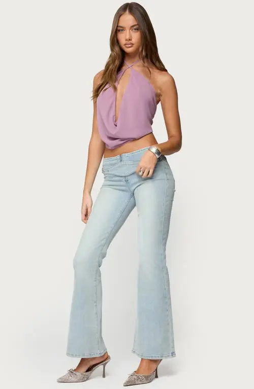 EDIKTED Cowl Plunge Neck Backless Crop Top