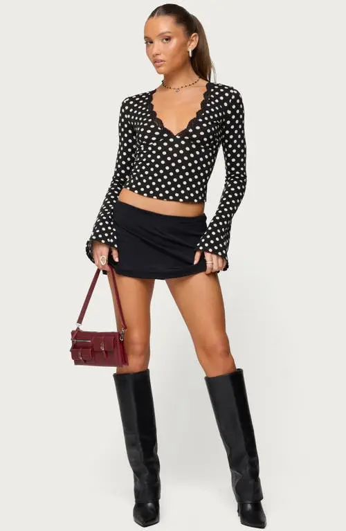 EDIKTED Lacey Polka Dot Crop Top