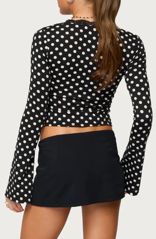 EDIKTED Lacey Polka Dot Crop Top