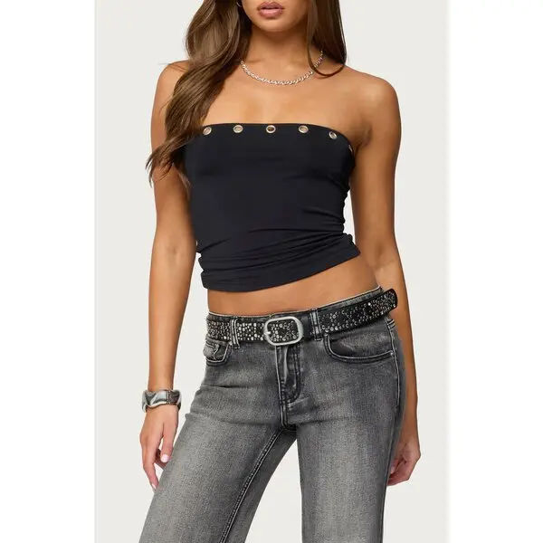 EDIKTED Dahna Grommet Tube Crop Top