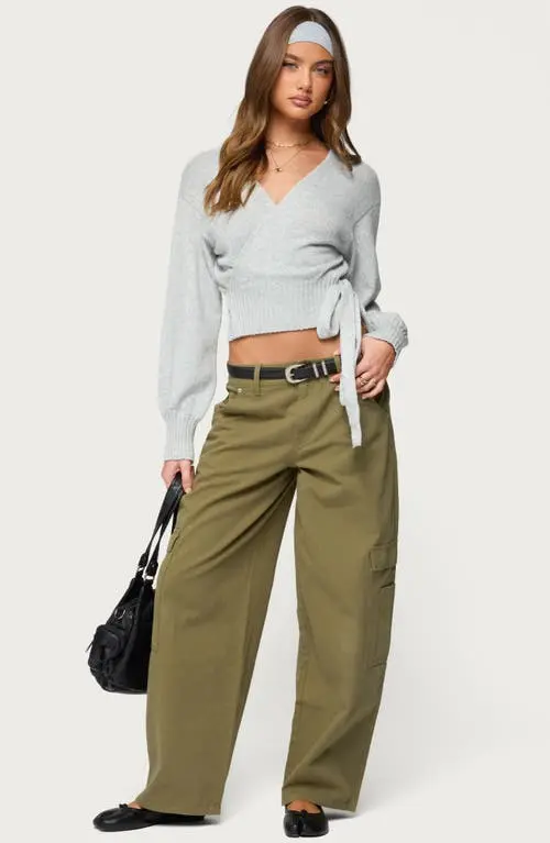 EDIKTED Stella Crop Faux-wrap Sweater