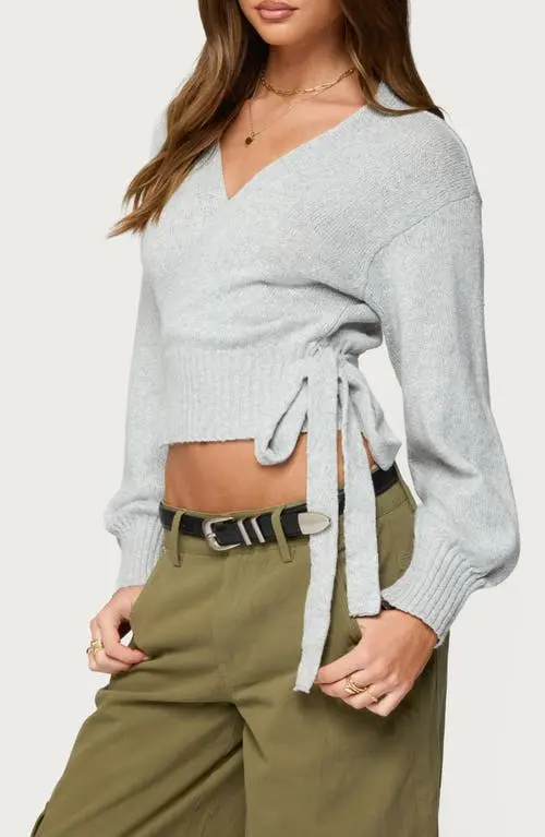 EDIKTED Stella Crop Faux-wrap Sweater