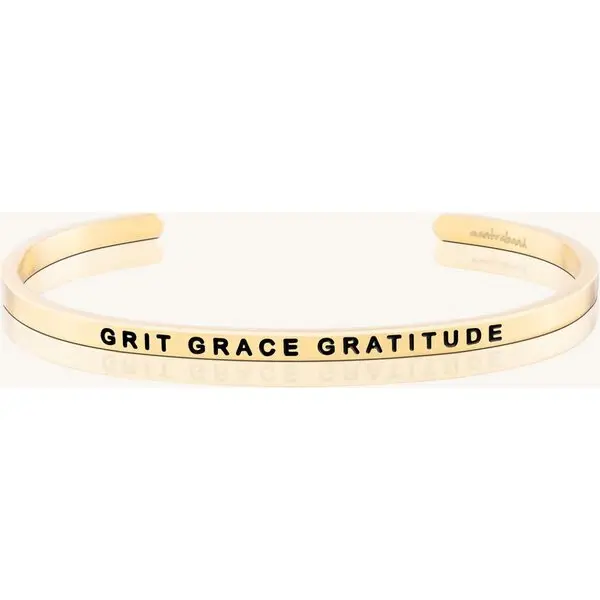 MANTRA Grit Grace Gratitude Cuff Bracelet - Outside - Yellow Gold