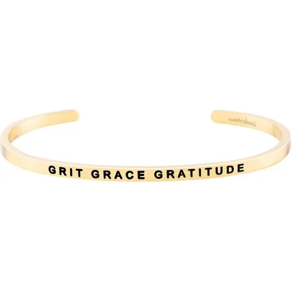 MANTRA Grit Grace Gratitude Cuff Bracelet - Outside - Yellow Gold