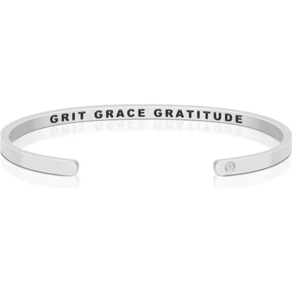 MANTRA Grit Grace Gratitude Cuff Bracelet - Silver