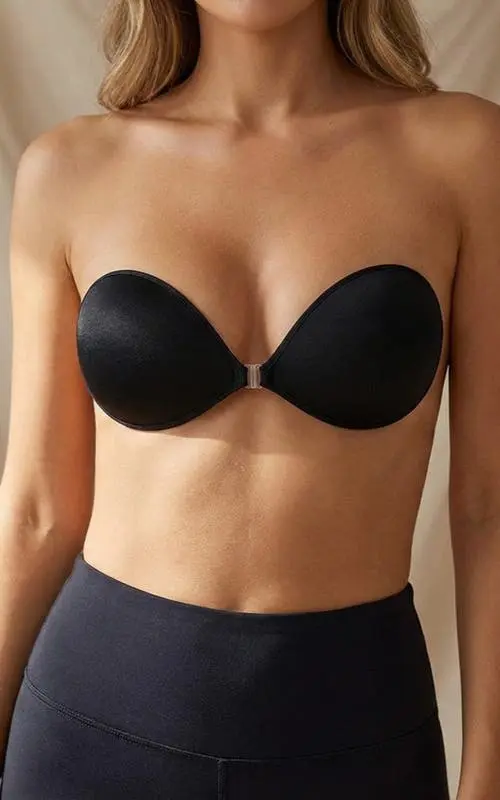 MISS CIRCLE Invisible Strapless Backless Adhesive Bra - Black