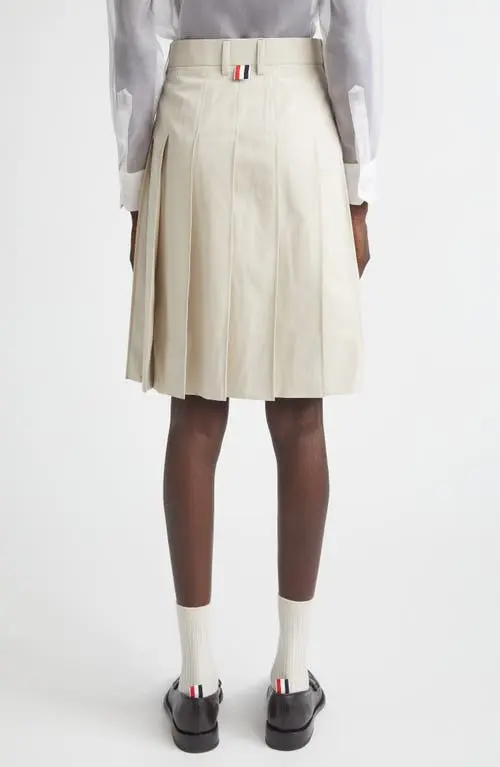 Thom Browne Pleated Drop Hem Cotton Twill Skirt