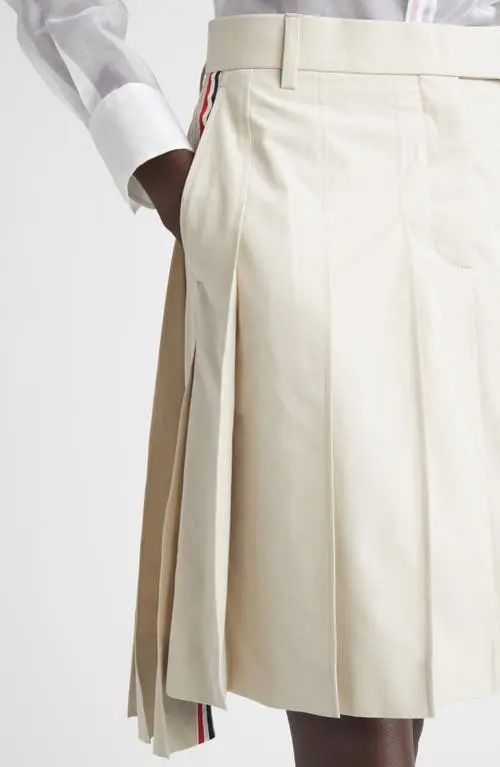 Thom Browne Pleated Drop Hem Cotton Twill Skirt
