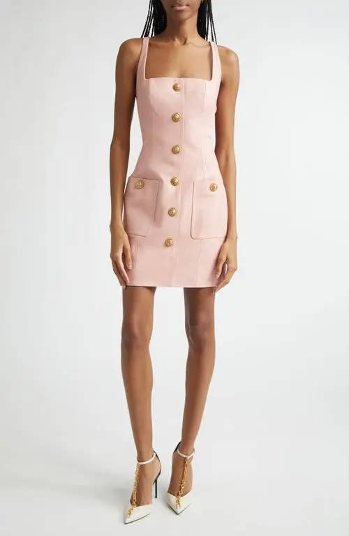 Balmain Button Leather Minidress