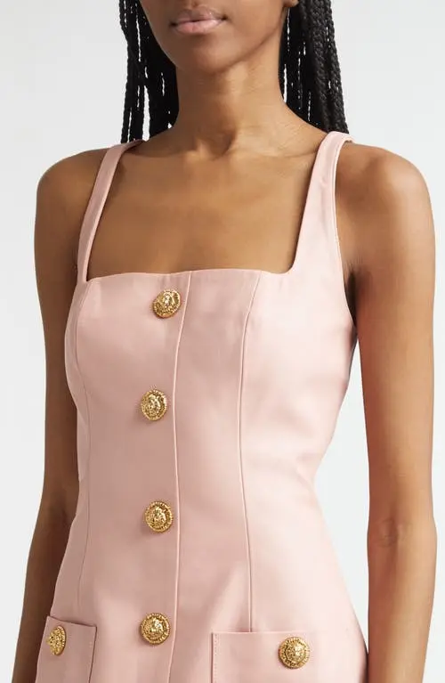 Balmain Button Leather Minidress