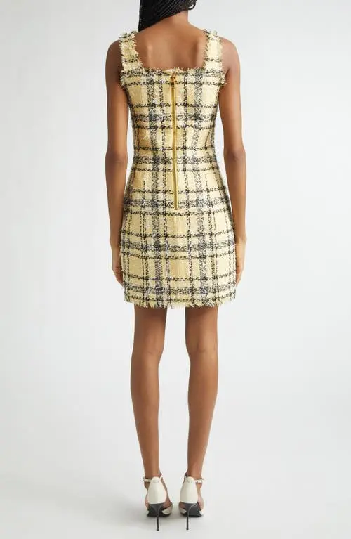 Balmain Check Glitter Tweed Minidress - Yellow