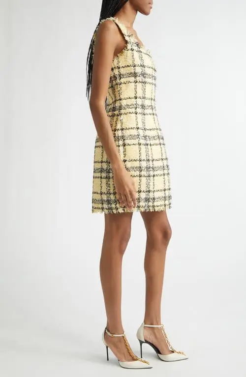 Balmain Check Glitter Tweed Minidress - Yellow