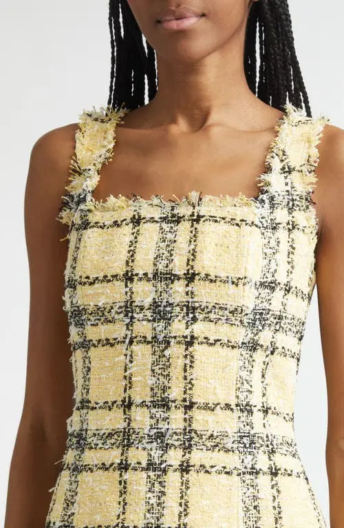 Balmain Check Glitter Tweed Minidress - Yellow