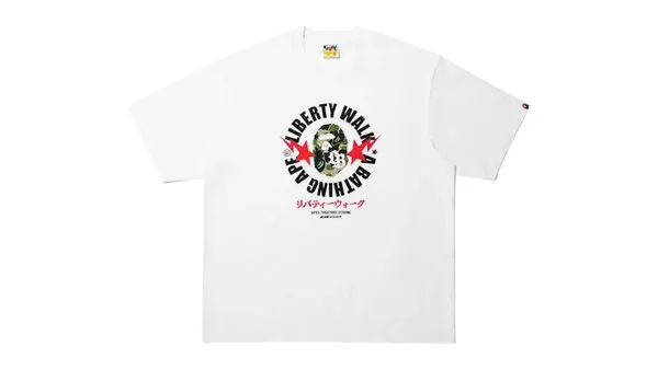 A BATHING APE X Liberty Walk Abc Camo Ape Head Relaxed Fit Tee Shirt - White