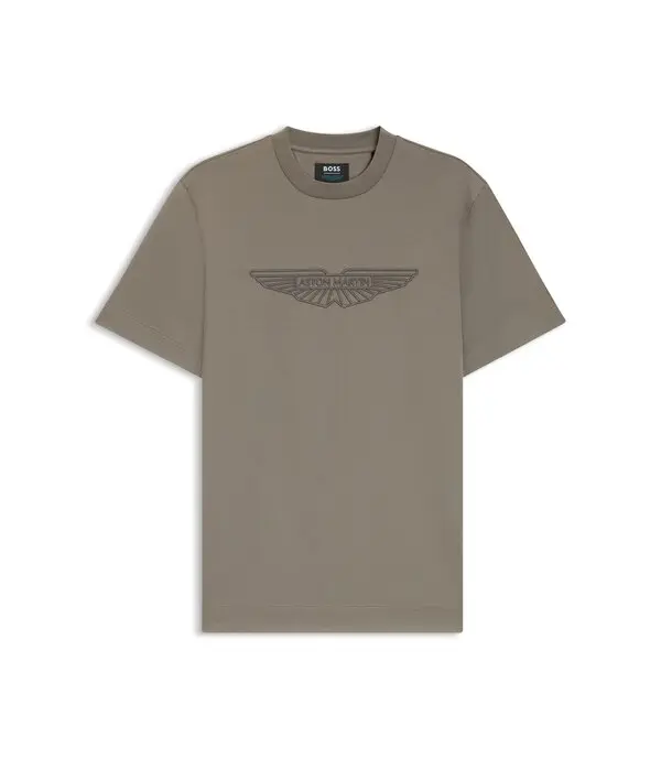 BOSS X Aston Martin Mercerized-cotton T-shirt With Wing Detail - Light Grey