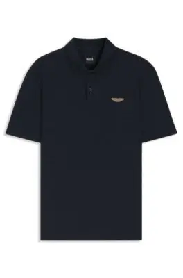 BOSS X Aston Martin Polo Shirt In Cotton Jacquard - Dark Blue