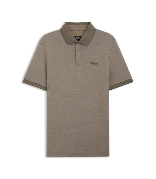 BOSS X Aston Martin Polo Shirt In Wool-cotton Piqu - Light Grey