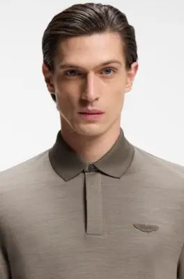 BOSS X Aston Martin Polo Shirt In Wool-cotton Piqu - Light Grey