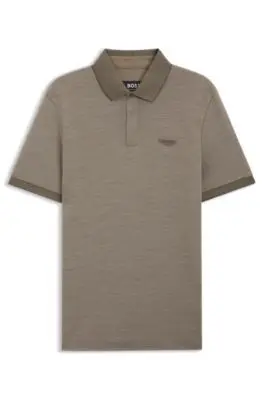 BOSS X Aston Martin Polo Shirt In Wool-cotton Piqu - Light Grey