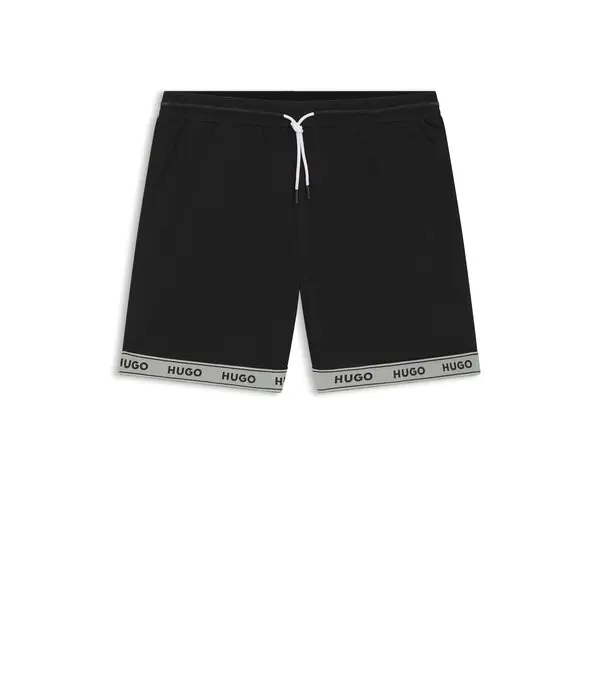 Hugo Mesh Swim Shorts With Jacquard Logo Tape