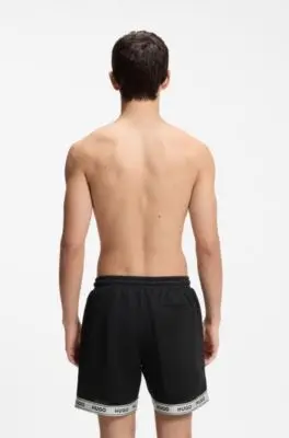 Hugo Mesh Swim Shorts With Jacquard Logo Tape