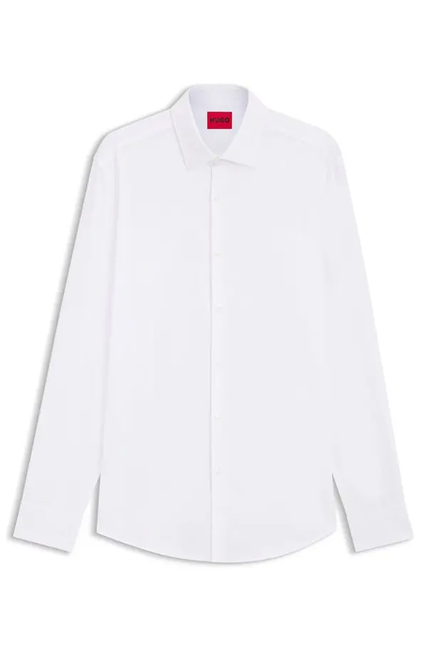 Hugo Slim-fit Shirt With Logo Jacquard - White