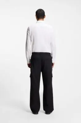 Hugo Slim-fit Shirt With Logo Jacquard