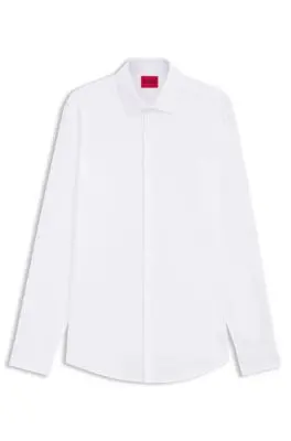 Hugo Slim-fit Shirt With Logo Jacquard