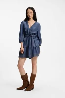BOSS Balloon-sleeve Wrap Mini Dress