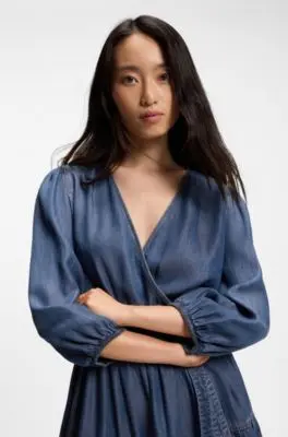 BOSS Balloon-sleeve Wrap Mini Dress