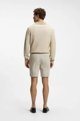 BOSS Modern Fit Stretch Cotton Shorts - Light Beige
