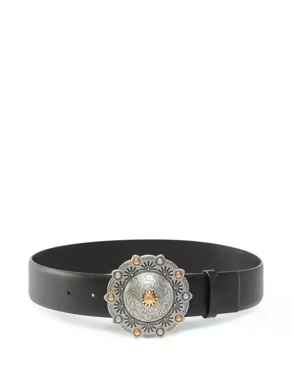 Pinko Round-buckle Leather Belt - Black
