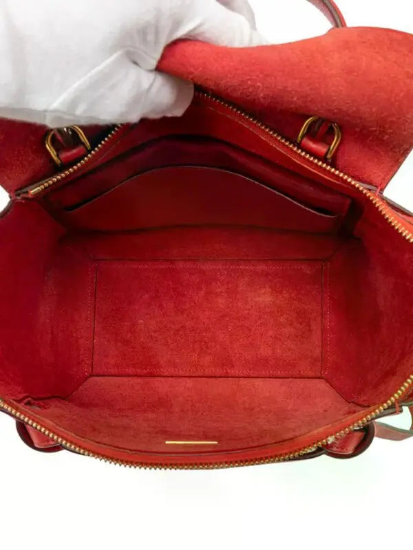 Celine 2016 Micro Grained Calfskin Belt Bag Satchel - Red