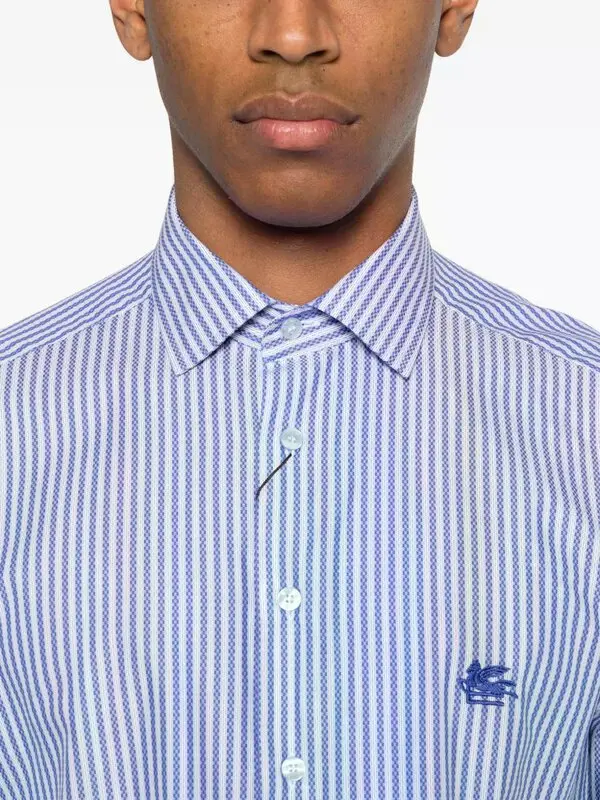Etro Striped Logo Shirt - Blue