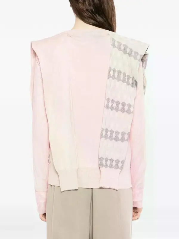 OPEN YY Jacquard Layered-sleeve Cardigan