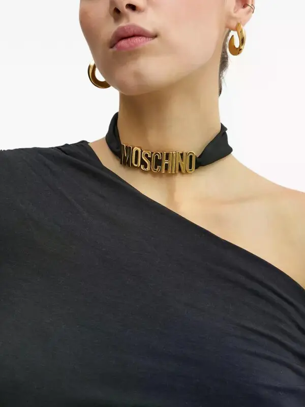 Moschino Lettering-detail Scarf - Black