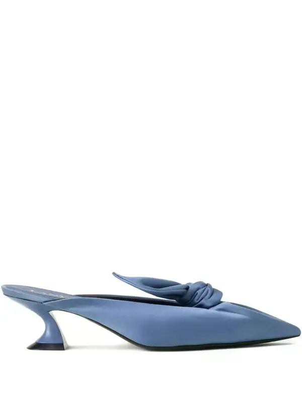 LANVIN Knot Pointed Mules - Blue
